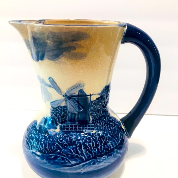 Accents | Antique Distressed Pitcher Lue White Windmill Design Made In ...